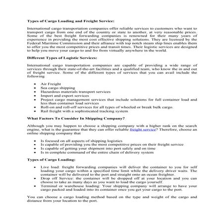 Common Transloading Types | PDF