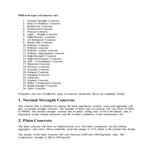 Types of concrete | DOCX