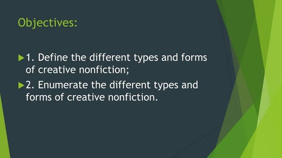 Creative Nonfiction Lesson 1- Literary Genres | PPT