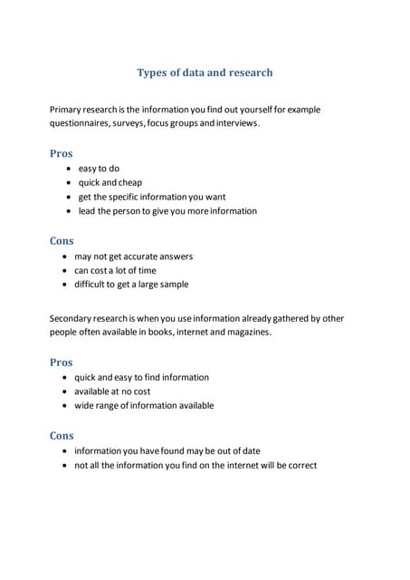 Types of data and research: jjd | PDF