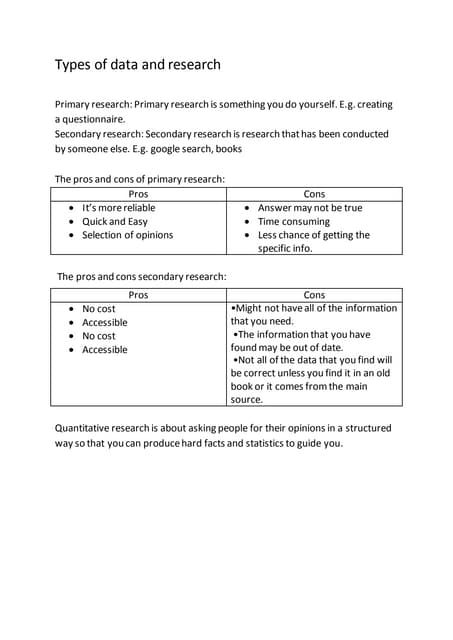 Types of data and research EF | PDF
