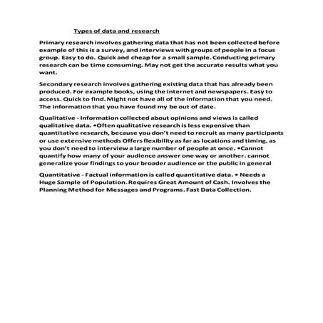 Types of data and research | DOCX