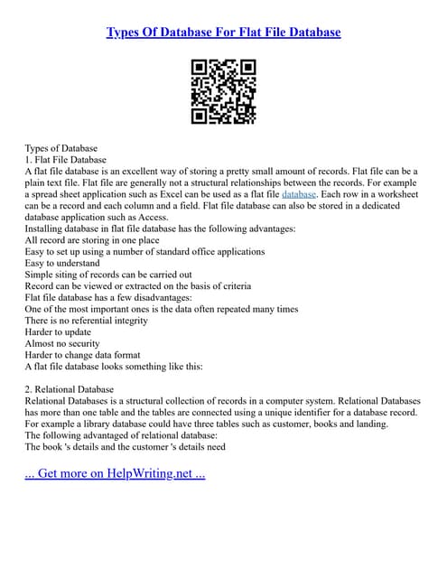 Types Of Database For Flat File Database Pdf