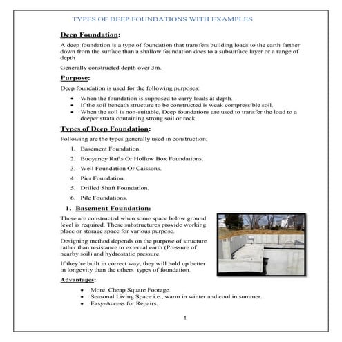 Types of deep foundation | PDF
