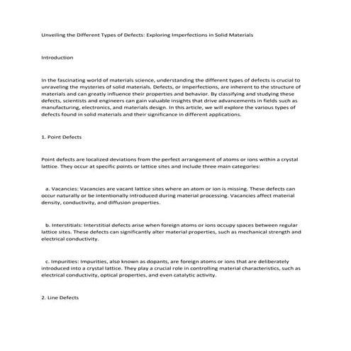 Types of Defects | PDF