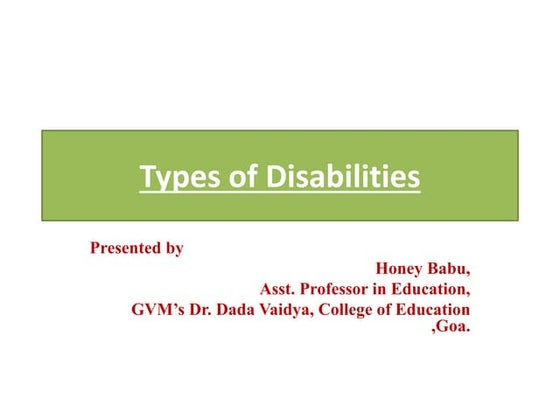 Rights of Persons with Disabilities- Types of 21 Disabilities.pptx
