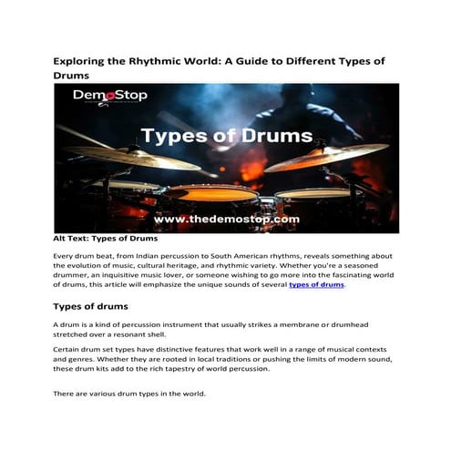 Type of Drums: A Comprehensive Overview of Percussion Instruments | PDF