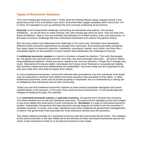 Types of economic systems | DOCX