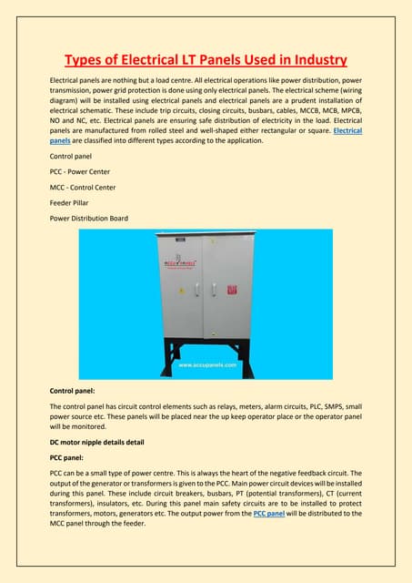 Explore Different types of Panel Boards in India.pdf