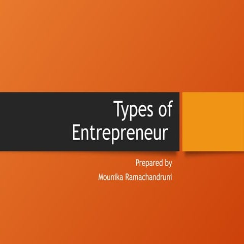 Types Of Entrepreneurs | PPTX
