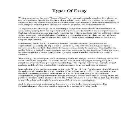 Types Of Essay | PDF | Homework and Study | Education