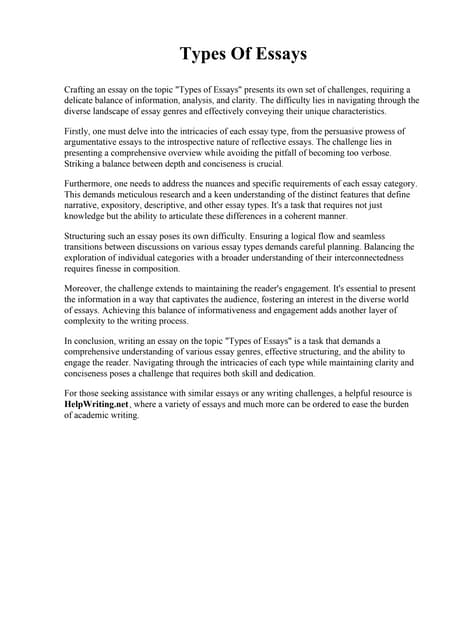 Kinds And Types Of Essay. University of Texas at Austin | PDF ...
