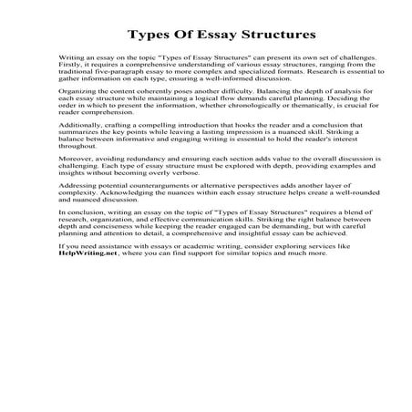 Types Of Essay Structures | PDF | Homework and Study | Education