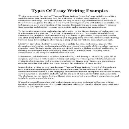 Types Of Essay Writing Examples. How to Write a Great Essay Quickly ...