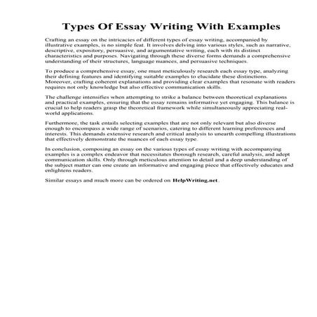 Types Of Essay Writing With Examples | PDF