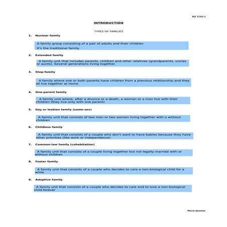 Types of Family Structures RE ESO 2 | PDF