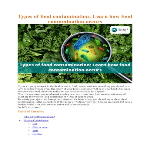 Types of food contamination | PDF