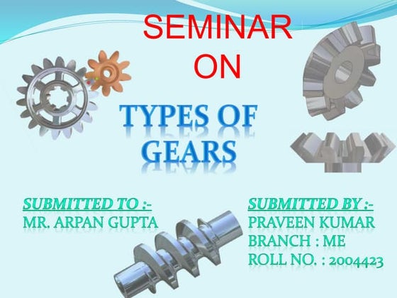 Theory of Machine and Mechanisms (Gears) | PPT