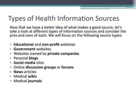 Health Information Sources | PDF