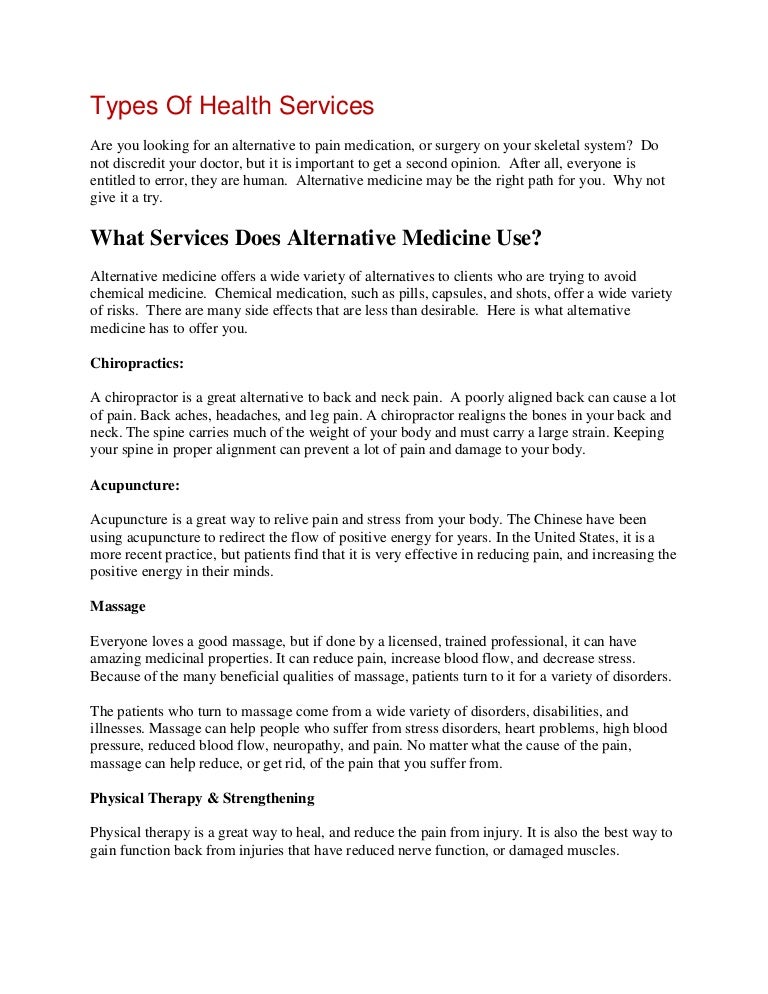 Types of health services