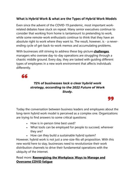 Hybrid Work Schedule Types Benefits Best Practices.pdf | Remote Working ...