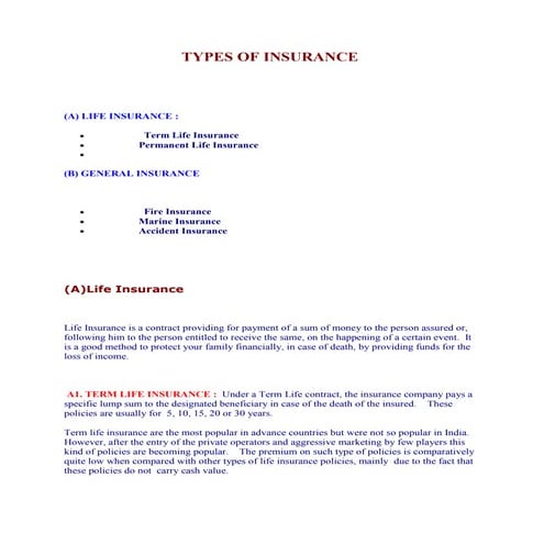 Types of insurance | PDF