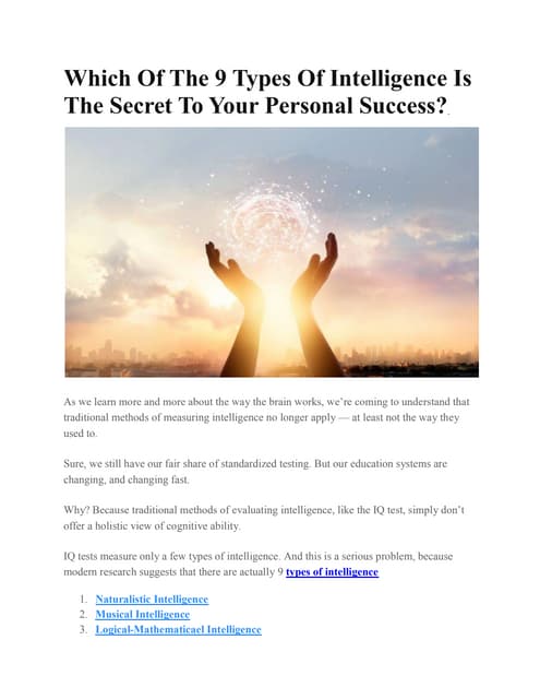 Prioritize your intelligences | PDF