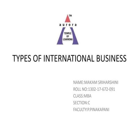 Types of international business | PPTX