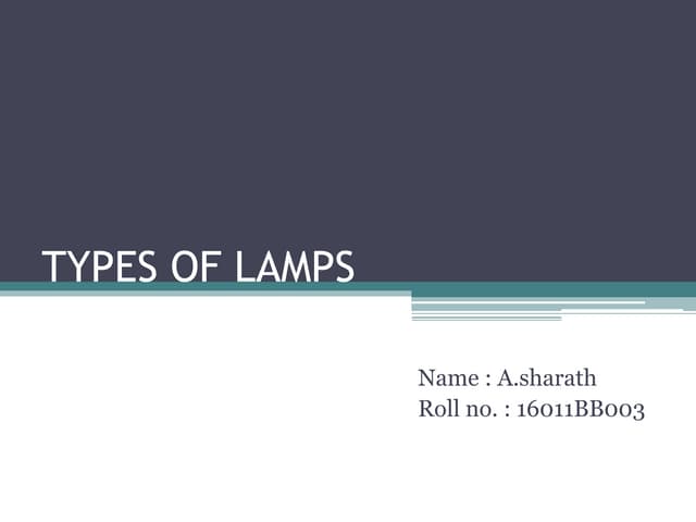 Different Types of Lamps and Luminaries | PDF