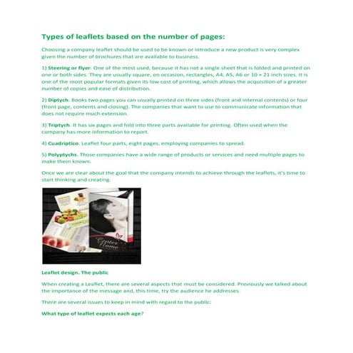 Types of leaflets based on the number of pages | PDF