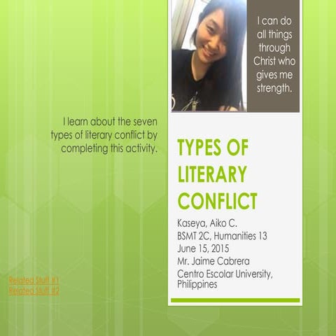 Types of Literary Conflicts (Selfie Homework) | PPT