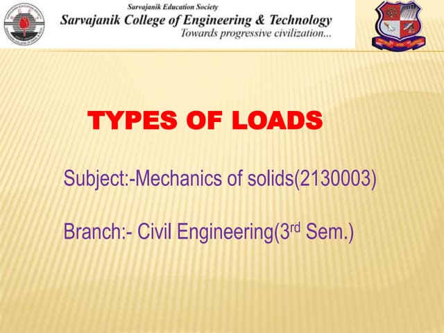 Types of loads, beams, support and support reaction calculation | PPTX