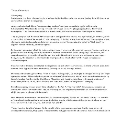 Types of marriage explained | PDF