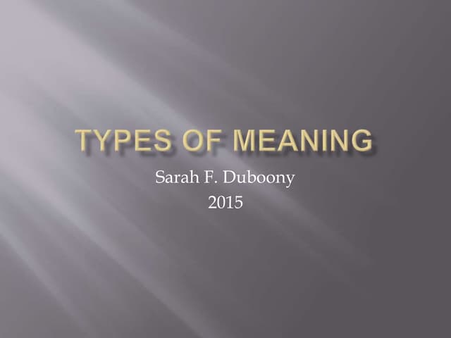 Semantics: Seven types of meaning | PPT