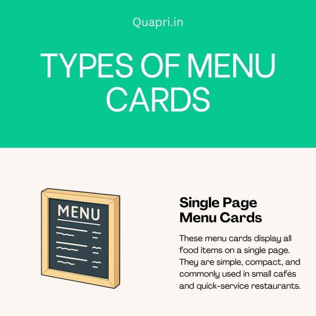 Different Types of Menu Cards Used in Restaurants | PDF