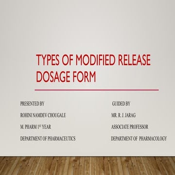 Types of Modified Release Dosage Forms – Concepts, Technologies ...