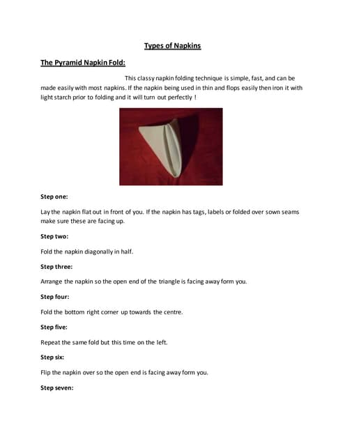 Napkin folding ppt | PPTX