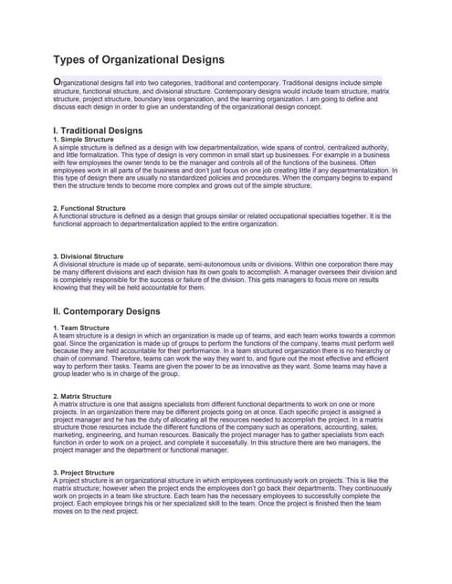 7 types of organizational structures | PDF