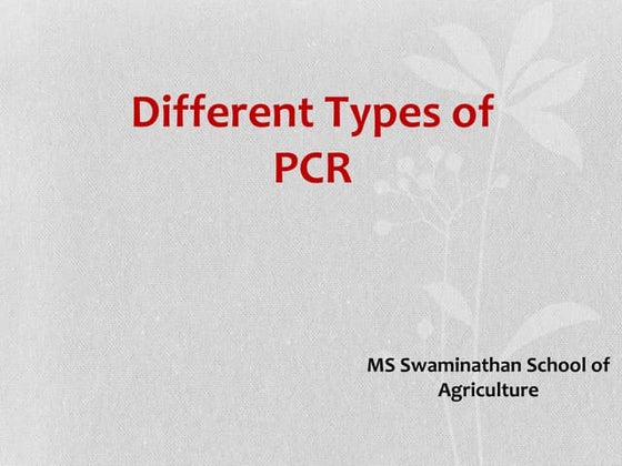 Types of PCR | PDF | Chemistry | Science