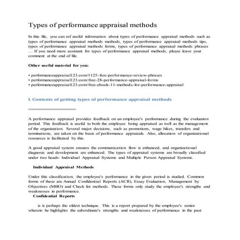 Appraisal methods and its importance