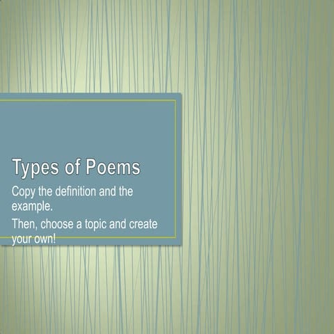 Types of Poetry- Warm-Up | PPT