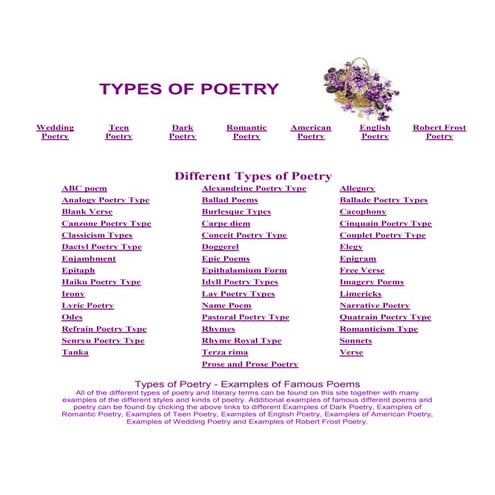 Types Of Poetry | DOCX