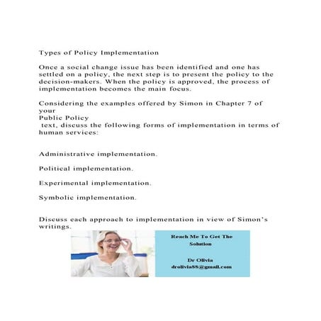 Types of Policy ImplementationOnce a social change issue has | DOCX