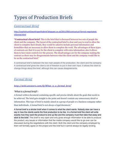 Different types of brief | PPTX