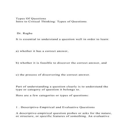 Types Of QuestionsIntro to Critical Thinking Types of Questions.docx