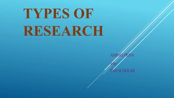 TYPES OF RESEARCH in research methodology | PPTX