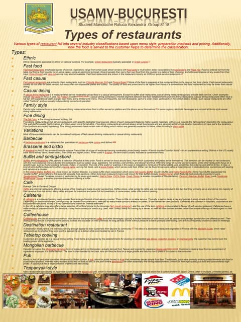 Types of food service establishments | PPTX