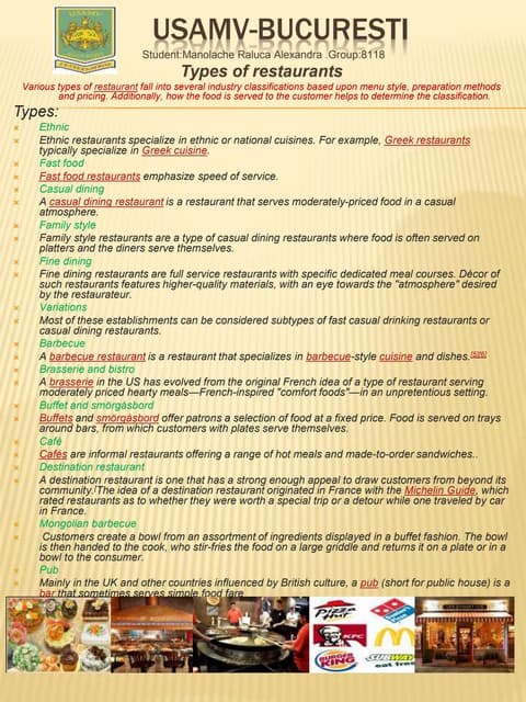 Types of restaurants | PPTX