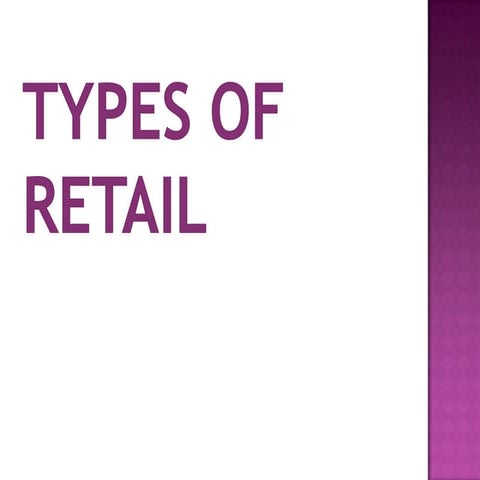 Types of retail | PPTX | Retail Industry | Industries