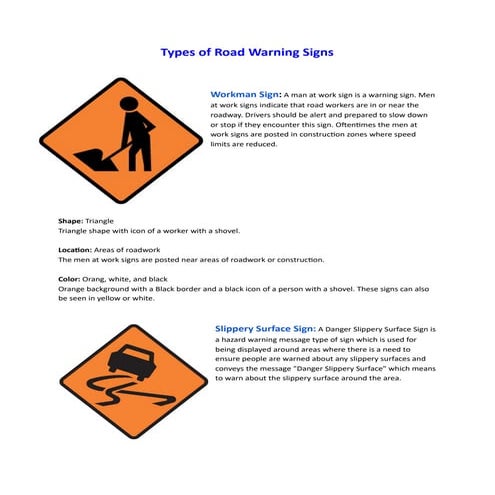 Types of road warning signs | PDF